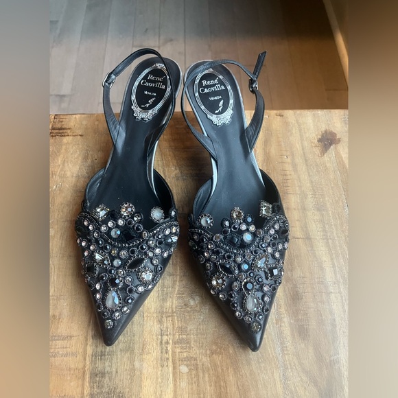 Rene Caovilla | Shoes | Rene Caovilla Black Embellished Womens Shoes ...